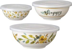 primitives by kathy melamine bowls & lids, set of 3, bees