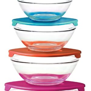 10 Piece Glass Bowl Set with Plastic Lids (Microwave, Freezer and Dishwasher Safe) by PKP