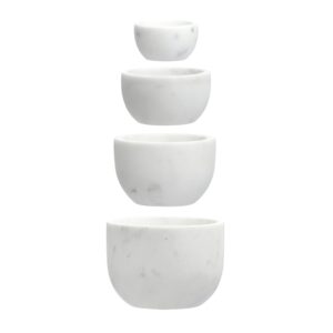 Creative Co-Op White Marble (Set of 4) Bowl