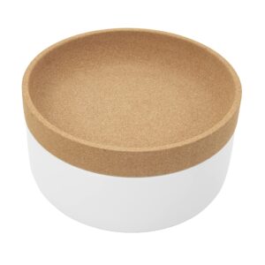 kamenstein 2 compartment large bowl extends produce freshness, 11 x 11 x 6 inch, natural cork and white ceramic