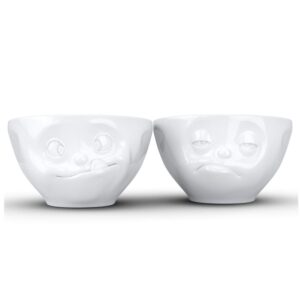 fiftyeight products tassen medium porcelain bowl set no. 3, tasty & snoozy face, 6.5 oz. white (set of 2 bowls)