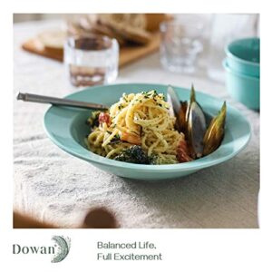 DOWAN Soup Bowls 20oz, Rim Pasta Bowls Plates, 9.5" Porcelain Salad Bowls Set of 4, Lake Blue, Microwave & Dishwasher Safe