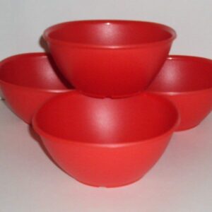 Tupperware Legacy Pinch Cereal or Soup Bowls Set of 4 Chili Red