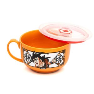 JUST FUNKY Dragon Ball Z 24 oz Ceramic Ramen Bowl with Lid | Microwaveable Soup Mug with Vented Lid | Goku & Vegeta Design Soup Bowl | Anime Gift | Dragon Ball Merch | Officially Licensed