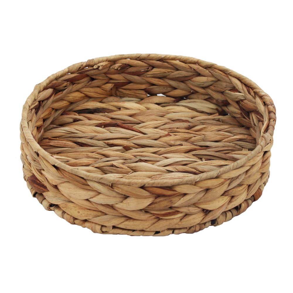 Fruit Tray Weaving by Grass, Round Bins for Vegetable, Arts and Crafts. (Small)