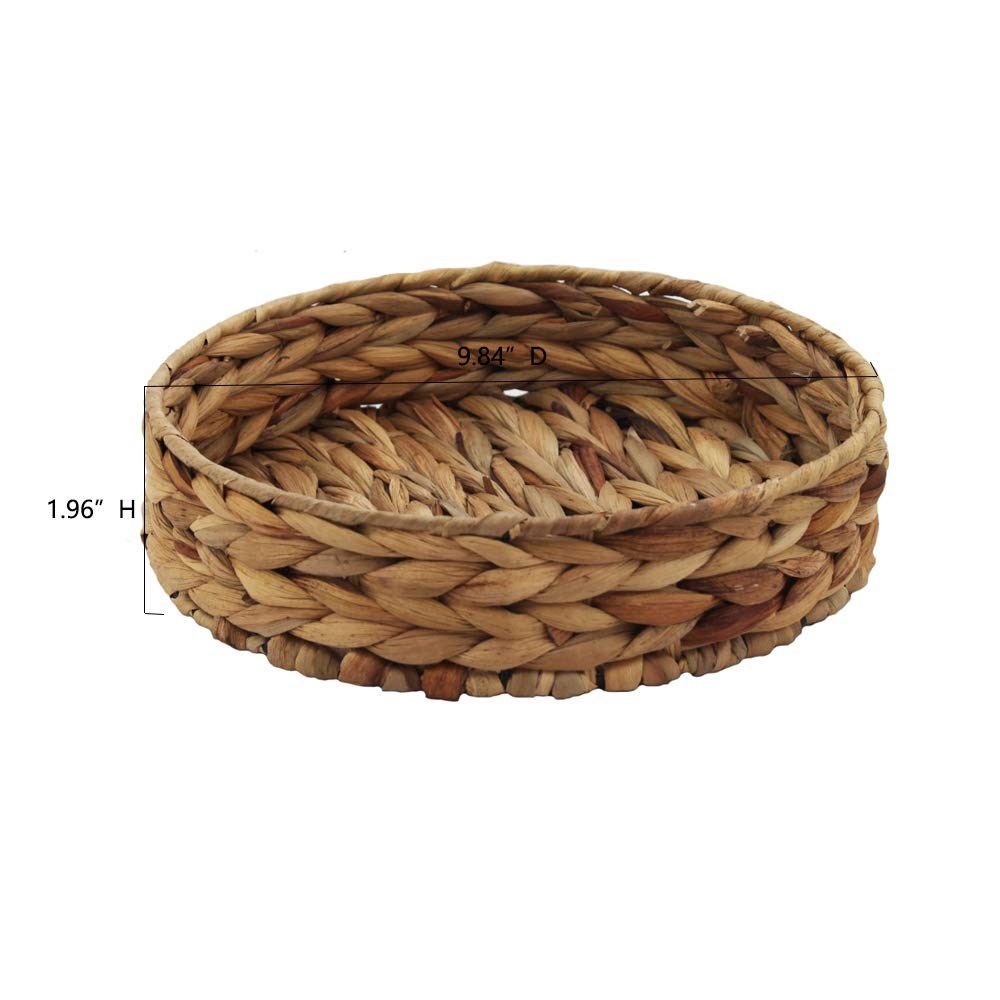 Fruit Tray Weaving by Grass, Round Bins for Vegetable, Arts and Crafts. (Small)