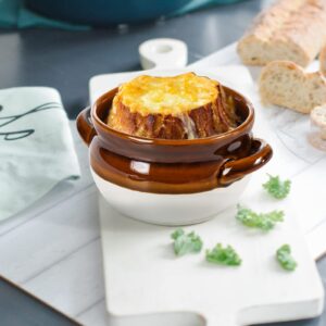 Youeon Set of 4 French Onion Soup Bowls with Handles, 16 Oz French Onion Soup Crocks Oven Safe, Ceramic Soup Bowls Dishwasher & Microwave Safe, for Beef Stew, Chili, Pot Pies, Baked Cheese