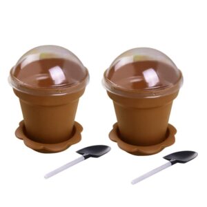 20pcs dessert cups flower pot cake cups with shovel spoons recyclable cupcake cups mini nursery pots ice cream cups baking cups for mousse, cupcakes, yogurt, pudding and jelly shot