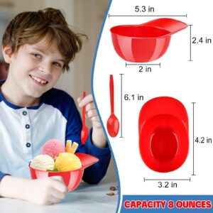 24 Pieces Baseball Helmet Ice Cream Snack Bowl 8 oz Mini Baseball Cap Bowls Mini Plastic Sundae Bowls Kid Helmet Bowl with 24 Dessert Spoons for Birthday Party Supplies (Red, Blue, Black, White)