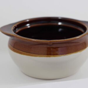 Great Credentials French Soup Crock Bowl, 12 oz, Set of 4 (4 Bowls, Brown and Ivory)