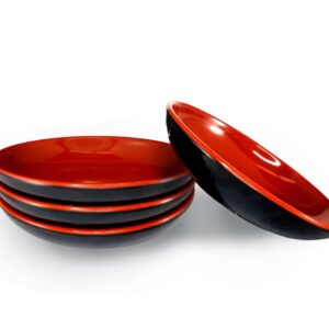 Happy Sales HSSDRB4, Melamine Sauce Dishes, Dipping Bowls, Set of 4 pc (Red Black)