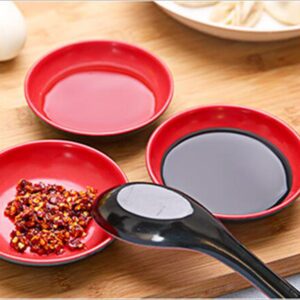 Happy Sales HSSDRB4, Melamine Sauce Dishes, Dipping Bowls, Set of 4 pc (Red Black)