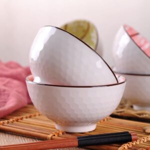 WHJY Cherry Bloom Chinese Japanese Ceramic Rice Bowl 10 oz, Sakura Bowl Gift Set, Serving Bowls Dinnerware Bowls for Rice, Cereal, Noodle, Soup, Desserts, Set of 6