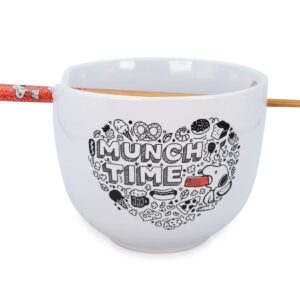 Peanuts "Munch Time" 20-Ounce Ceramic Ramen Bowl and Chopstick Set