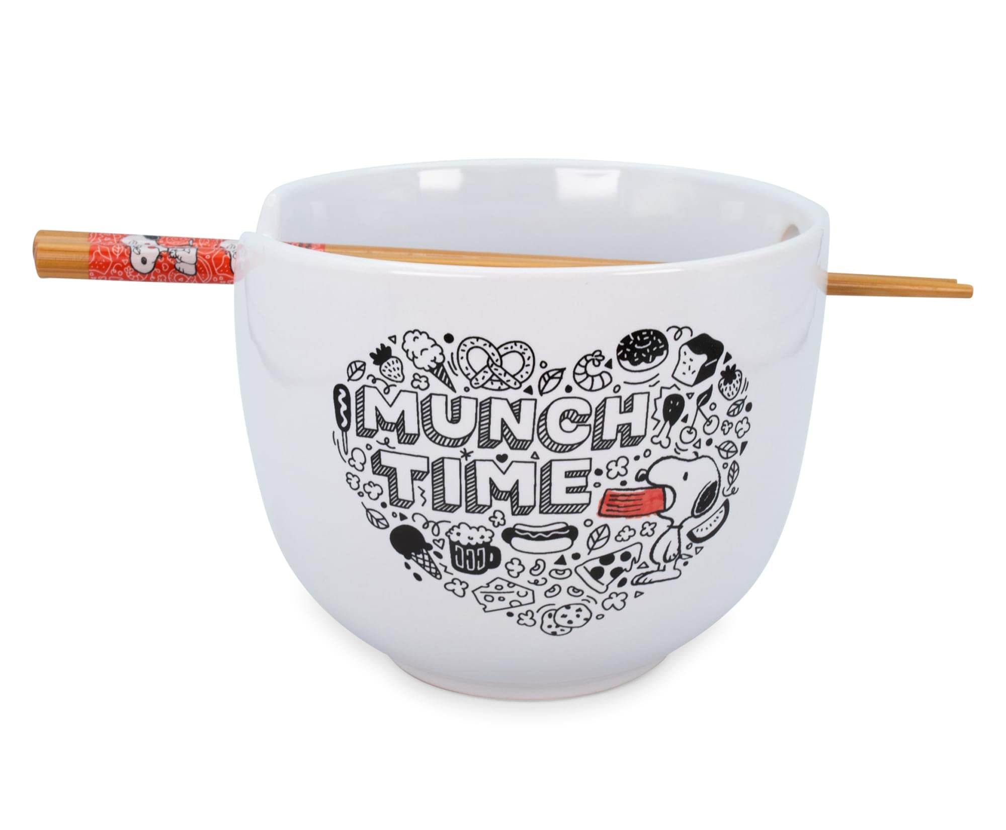 Peanuts "Munch Time" 20-Ounce Ceramic Ramen Bowl and Chopstick Set