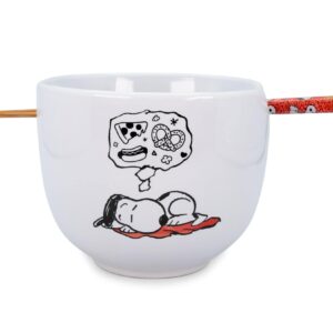 Peanuts "Munch Time" 20-Ounce Ceramic Ramen Bowl and Chopstick Set