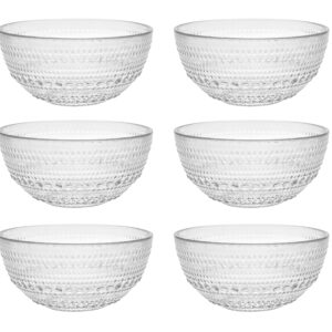 Fortessa Jupiter Vintage Glassware Collection 5 Inch Cereal Salad Dessert Snack All-Purpose Bowl 6 Pack, Clear, 14 Ounce (6 Pack)