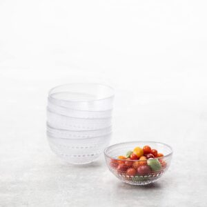 Fortessa Jupiter Vintage Glassware Collection 5 Inch Cereal Salad Dessert Snack All-Purpose Bowl 6 Pack, Clear, 14 Ounce (6 Pack)