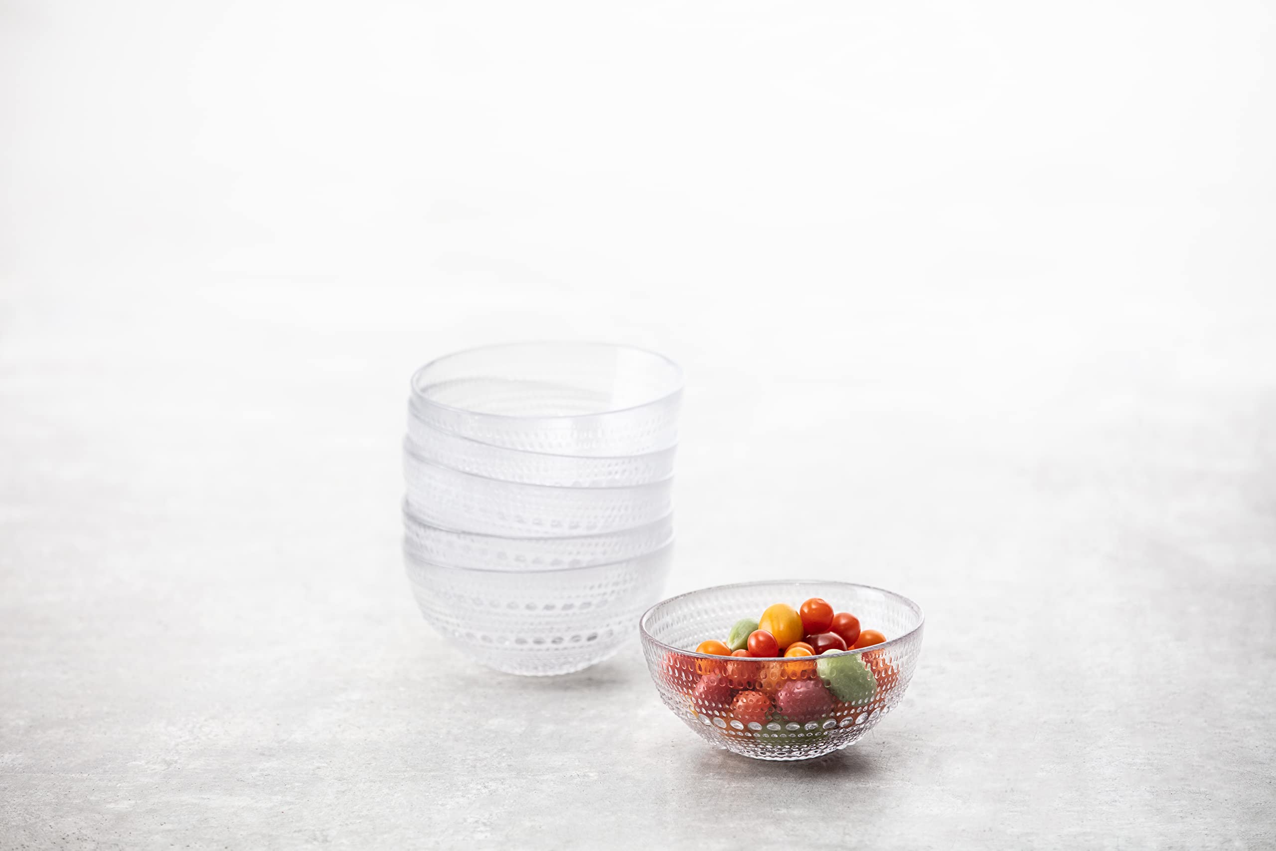 Fortessa Jupiter Vintage Glassware Collection 5 Inch Cereal Salad Dessert Snack All-Purpose Bowl 6 Pack, Clear, 14 Ounce (6 Pack)