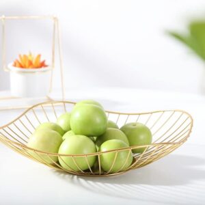 RAUVOLFIA Fruit Bowl, 3-Tier Fruit Basket Holder, Decorative Fruit Bowls Stand, Gold