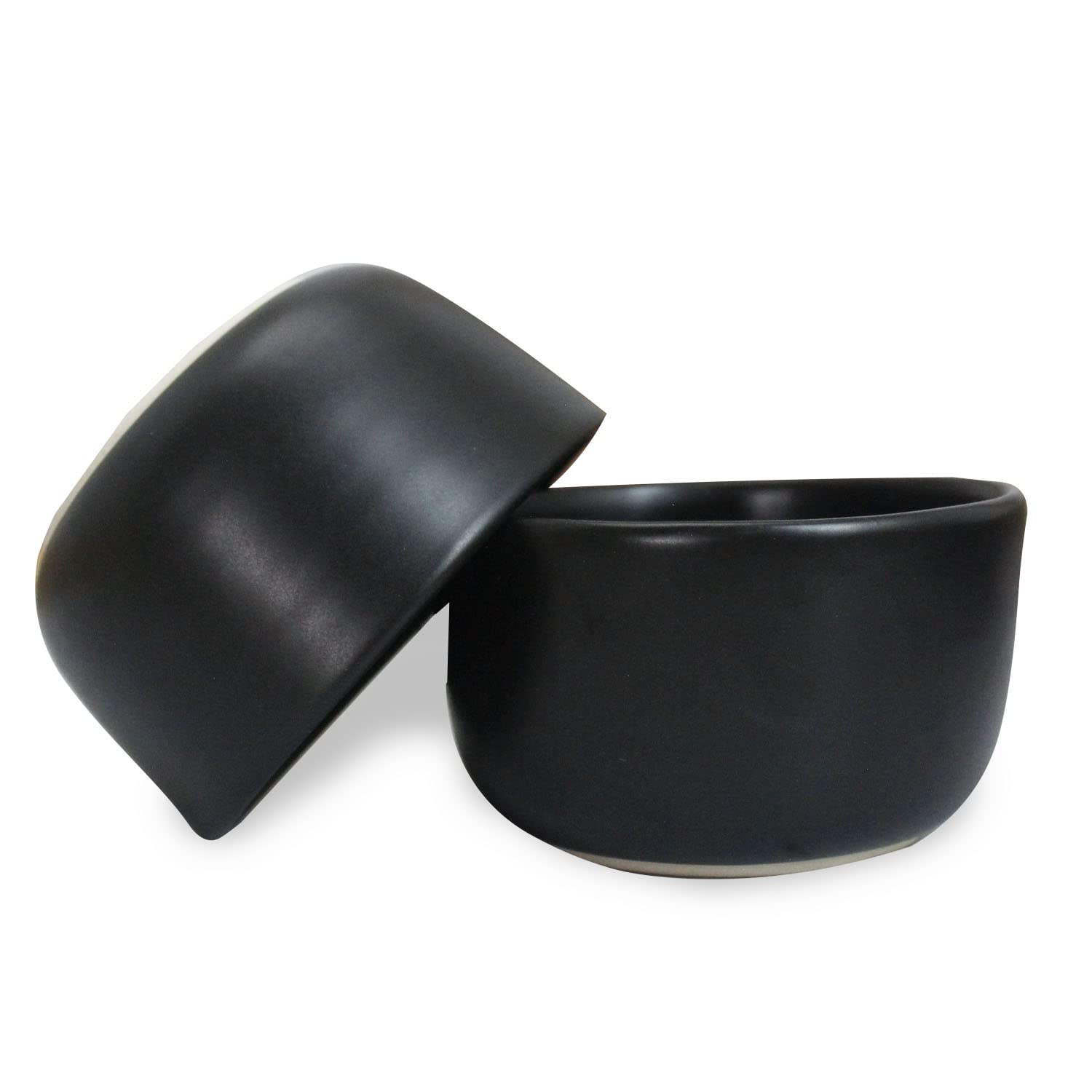 roro Handmade Ceramic Stoneware Matte Black Stoneware Fruit Salad and Miso Soup Bowls, 16 ounce (4.5 Inch Wide Bowl), Set of 2