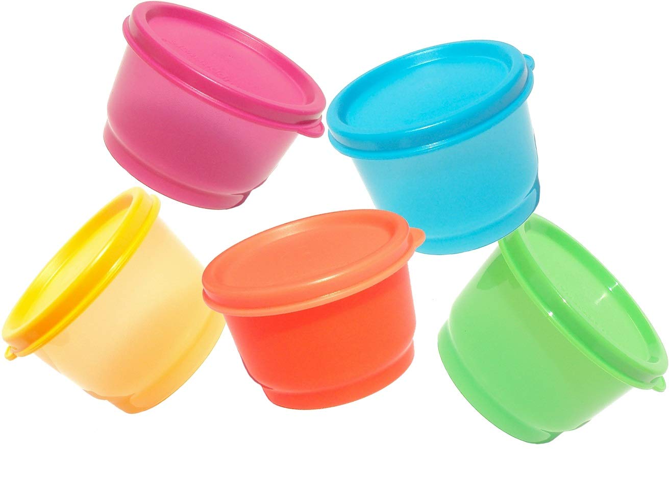 Tupperware Snack Cup Lunch Set of 5 Small Bowls HTF Colors