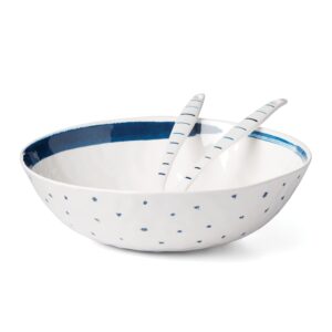 lenox blue bay melamine salad bowl with servers, 1.45 lb, 0