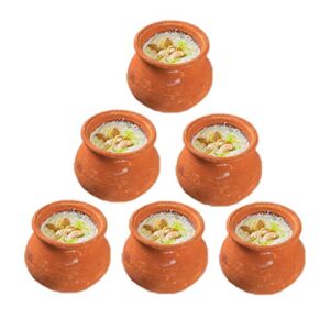 artisans orissa clay mud pots for kheer curd (160 ml, set of 4) - real mitti katori set chutney bowls