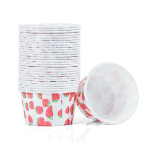 lzbeove 100 pcs rainbow polka dot paper ice cream cups, mini dessert bowls for sundae bar, frozen yogurt ice cream cups party supplies for baking wedding birthday party (strawberry)