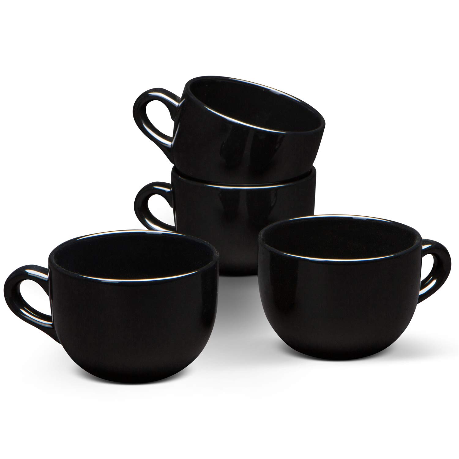 Serami Oversized Ceramic Coffee Mug with Handle - Large 22 oz Coffee Cup, Perfect for Latte, Cappuccino, Soup, Cereal - Ideal for Everyday Use - Ceramic Bowl Set, Large Coffee Mug Set (Black 4 Pack)