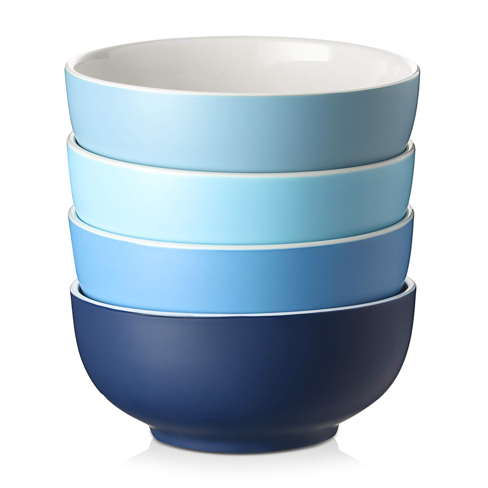 DOWAN Cereal Bowls Set of 4, 24 Ounce Ceramic Cereal Bowl Set, Porcelain Blue Cereal Soup Bowls - Perfect for Serving Soup, Oatmeal, Pasta, Salad, Microwave and Dishwasher Safe