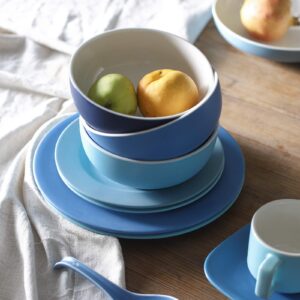 DOWAN Cereal Bowls Set of 4, 24 Ounce Ceramic Cereal Bowl Set, Porcelain Blue Cereal Soup Bowls - Perfect for Serving Soup, Oatmeal, Pasta, Salad, Microwave and Dishwasher Safe