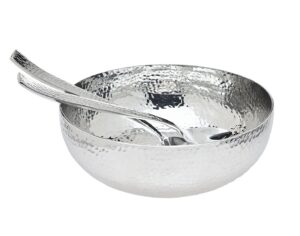 godinger hammered salad bowl & servers, silver