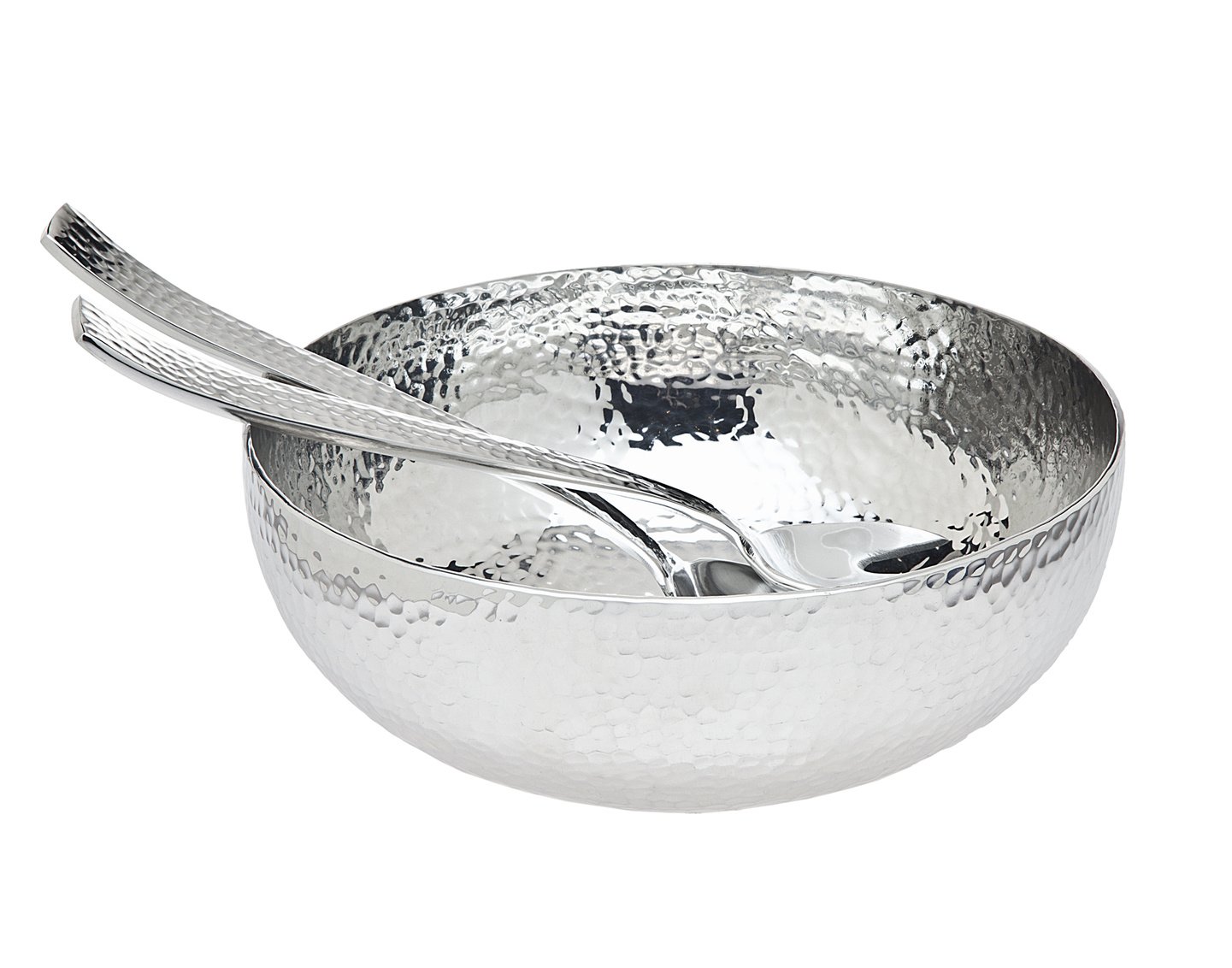 Godinger Hammered Salad Bowl & Servers, Silver