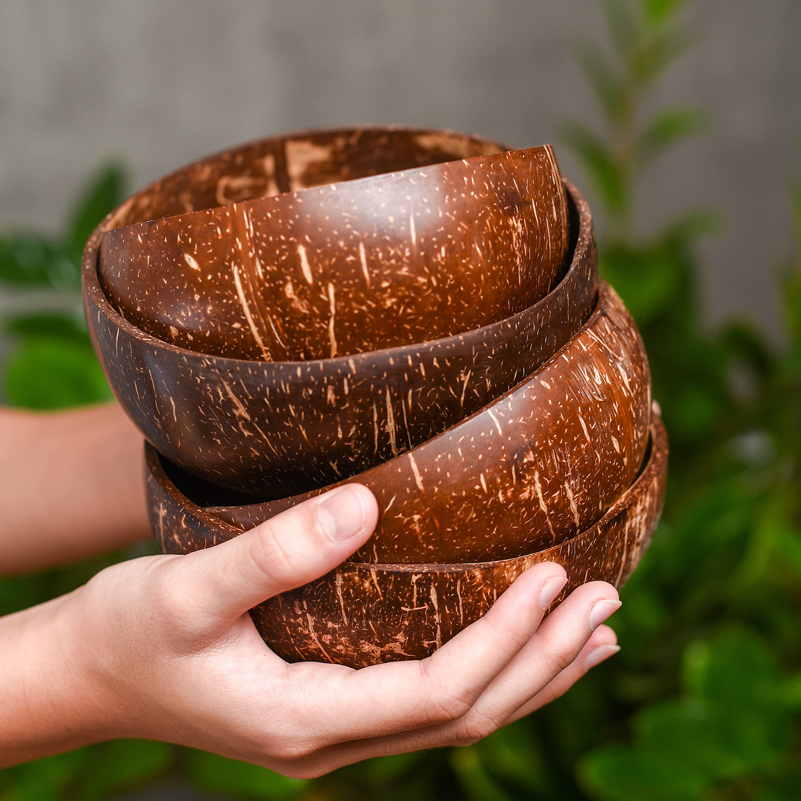 Natural Craft Coconut Bowls and Spoons set (Set of 4)