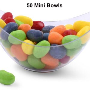 zappy 50 Mini Bowls 2 oz Clear Plastic Party Bowls Oval Small Bowl Elegant & Disposable Small Dessert Bowls Candy Dishes Trifle Bowls Appetizer Bowls Mousse Cups Dessert Cups Souffle Condiment Cups