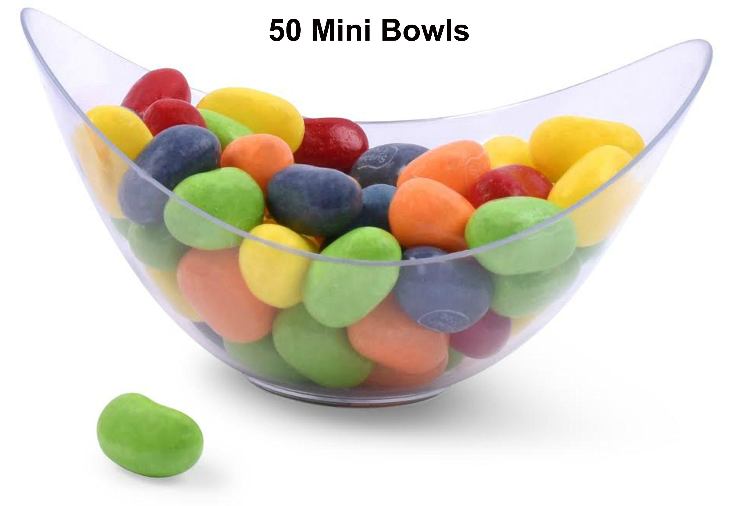 zappy 50 Mini Bowls 2 oz Clear Plastic Party Bowls Oval Small Bowl Elegant & Disposable Small Dessert Bowls Candy Dishes Trifle Bowls Appetizer Bowls Mousse Cups Dessert Cups Souffle Condiment Cups