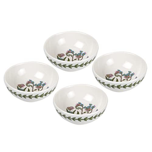 Portmeirion Botanic Garden Collection Small Bowls | Set of 4 Forget-me-not Low Bowls | 3.75 Inch Bowls | Made from Porcelain | Microwave and Dishwasher Safe