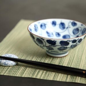 Mino Ware Japanese Pottery Set - Traditional Japanese Rice Bowls - Blue and White Asian Bowls - Hand Painted Bowls - Premium Japanese Ceramic - 5 pieces Japanese Soup Bowl Set