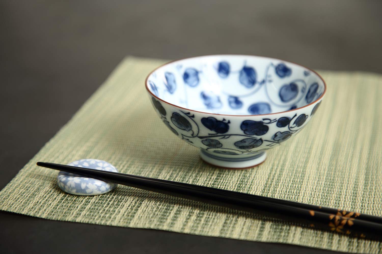 Mino Ware Japanese Pottery Set - Traditional Japanese Rice Bowls - Blue and White Asian Bowls - Hand Painted Bowls - Premium Japanese Ceramic - 5 pieces Japanese Soup Bowl Set