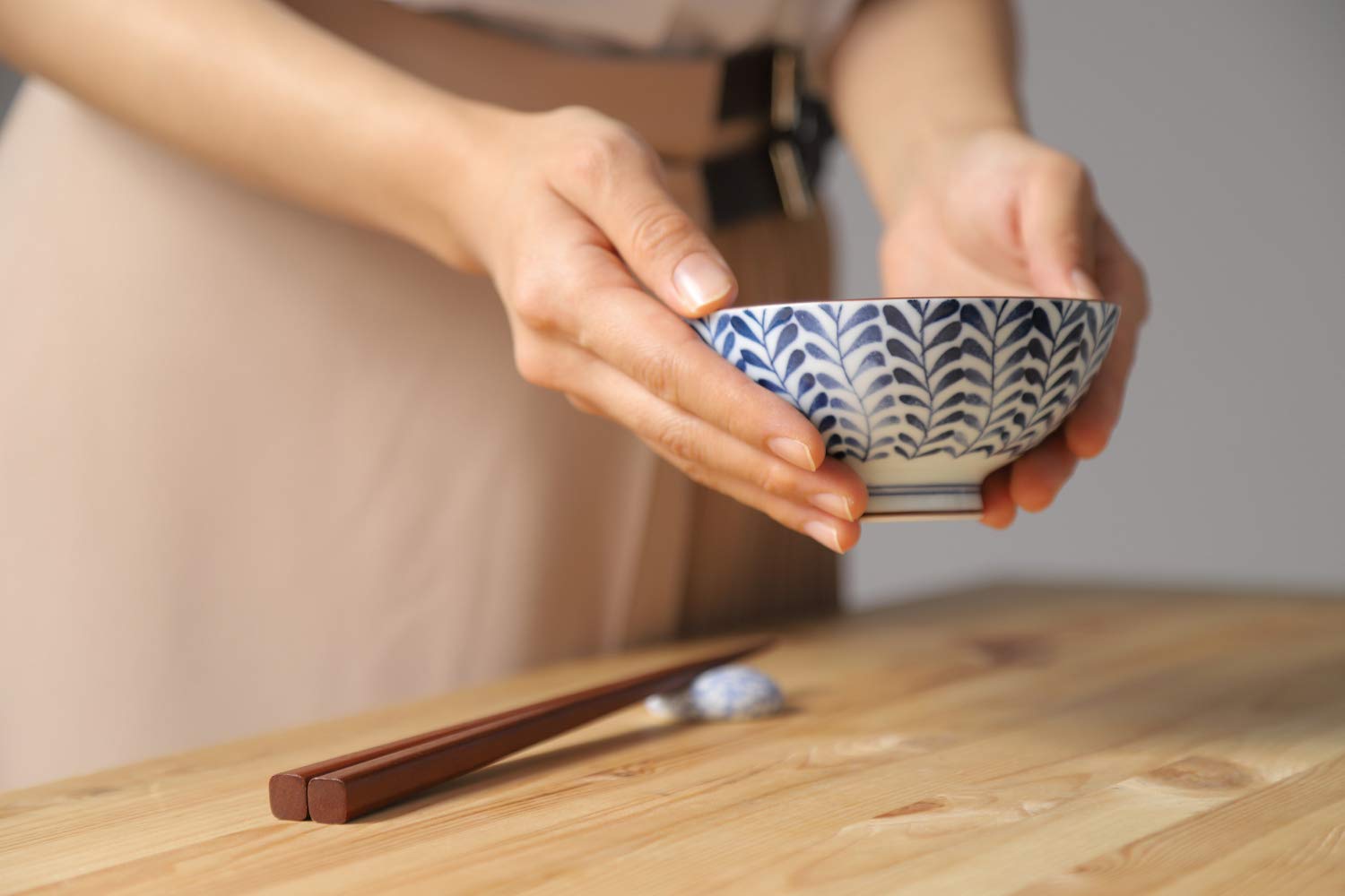 Mino Ware Japanese Pottery Set - Traditional Japanese Rice Bowls - Blue and White Asian Bowls - Hand Painted Bowls - Premium Japanese Ceramic - 5 pieces Japanese Soup Bowl Set