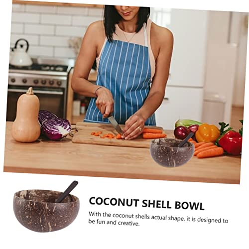 Holibanna 2 Pcs Coconut Shell Rice Bowl Pasta Containers Rice Bowls Japanese Ornament Container Ramen Bowls Ice Cream Bowl Wooden Storage Bowl Coconuts Snack Bowl Salad Storage Bowl Salad