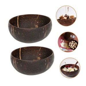 Holibanna 2 Pcs Coconut Shell Rice Bowl Pasta Containers Rice Bowls Japanese Ornament Container Ramen Bowls Ice Cream Bowl Wooden Storage Bowl Coconuts Snack Bowl Salad Storage Bowl Salad