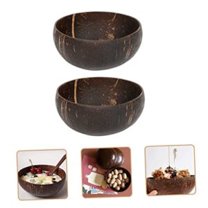 Holibanna 2 Pcs Coconut Shell Rice Bowl Pasta Containers Rice Bowls Japanese Ornament Container Ramen Bowls Ice Cream Bowl Wooden Storage Bowl Coconuts Snack Bowl Salad Storage Bowl Salad