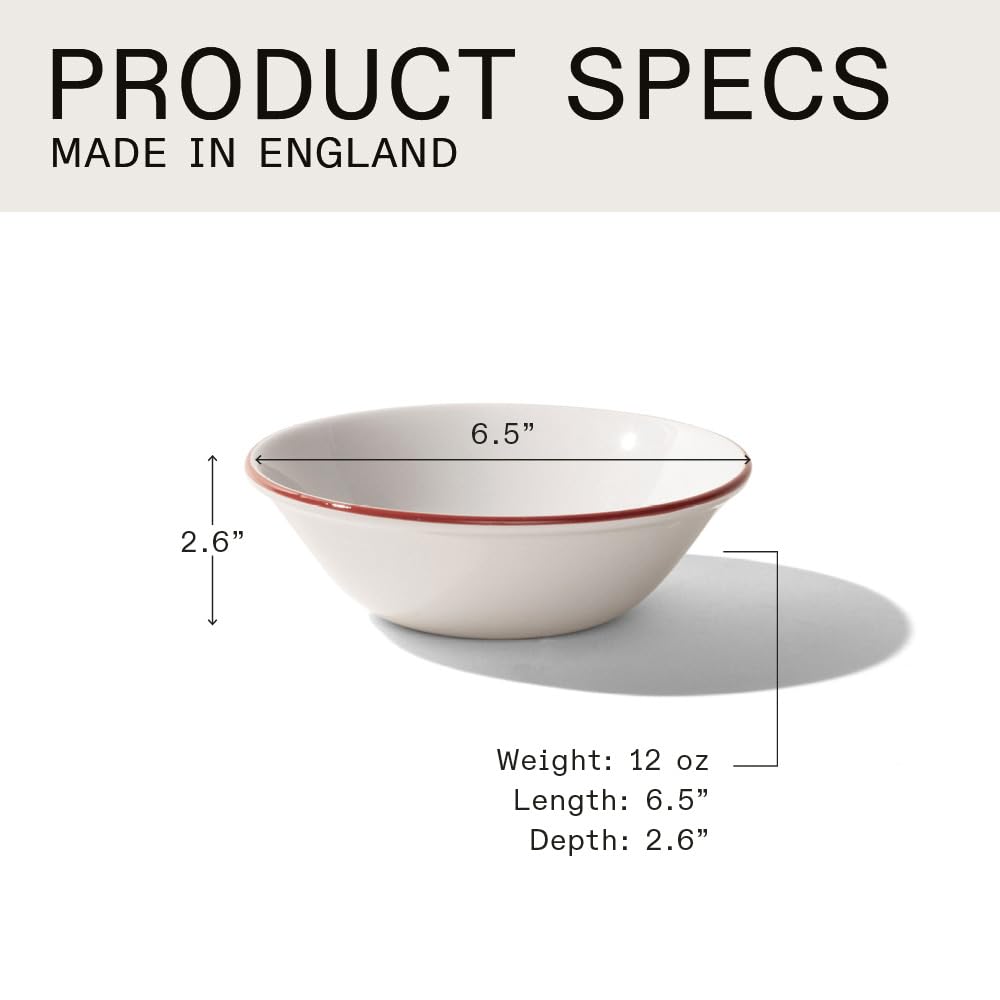 Made In Cookware - Set of 4 - Side Bowls - White With Red Rim - Porcelain - Crafted in England