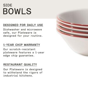 Made In Cookware - Set of 4 - Side Bowls - White With Red Rim - Porcelain - Crafted in England