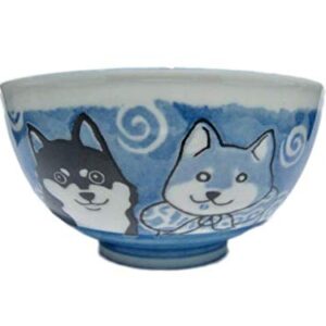 Japanese Shiba Dog Blue 6.3 Inches Diameter Large Rice Bowl Donburi Soup Noodle or Serving Bowl Multipurpose Bowl Chawan from Japan