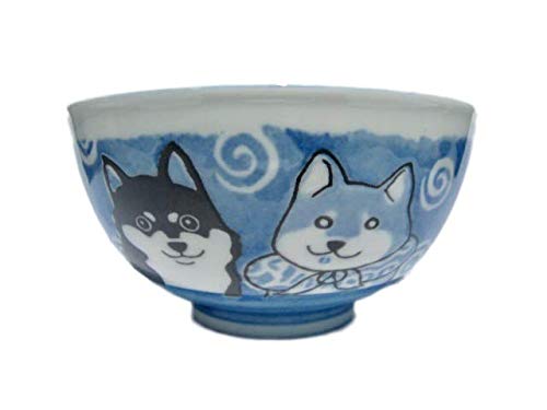 Japanese Shiba Dog Blue 6.3 Inches Diameter Large Rice Bowl Donburi Soup Noodle or Serving Bowl Multipurpose Bowl Chawan from Japan