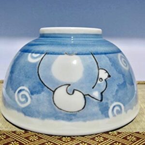 Japanese Shiba Dog Blue 6.3 Inches Diameter Large Rice Bowl Donburi Soup Noodle or Serving Bowl Multipurpose Bowl Chawan from Japan