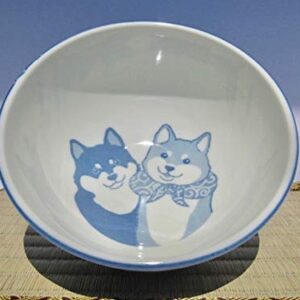 Japanese Shiba Dog Blue 6.3 Inches Diameter Large Rice Bowl Donburi Soup Noodle or Serving Bowl Multipurpose Bowl Chawan from Japan